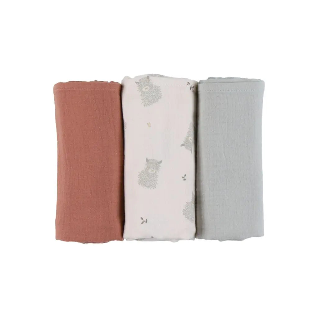 Noukie's Drap tétra Fluffy & Orso 70 x 70 cm - 3 pièces | Dreambaby